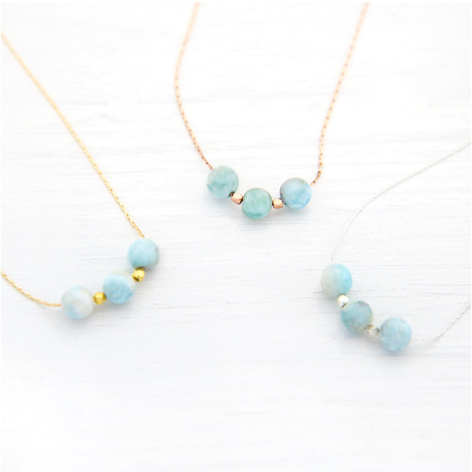 Simple Gemstone Necklace Sterling Silver Rose Gold Gold | Etsy