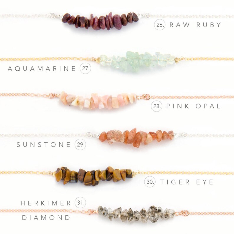 April Birthday Gift, Clear Quartz Crystal Gem Bar Necklace, April ...