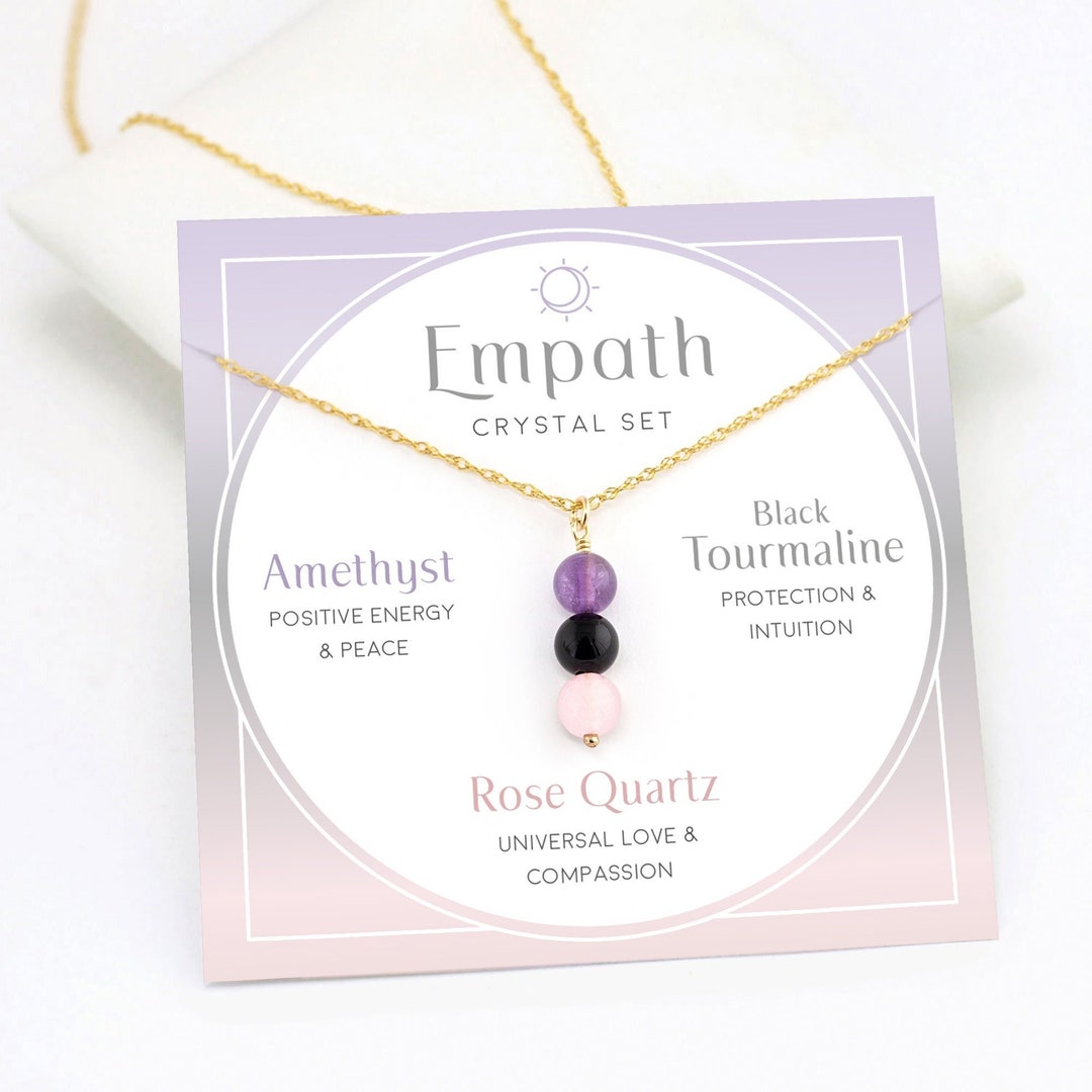 Empath Protection Necklace, Amethyst Black Tourmaline Rose Quartz ...