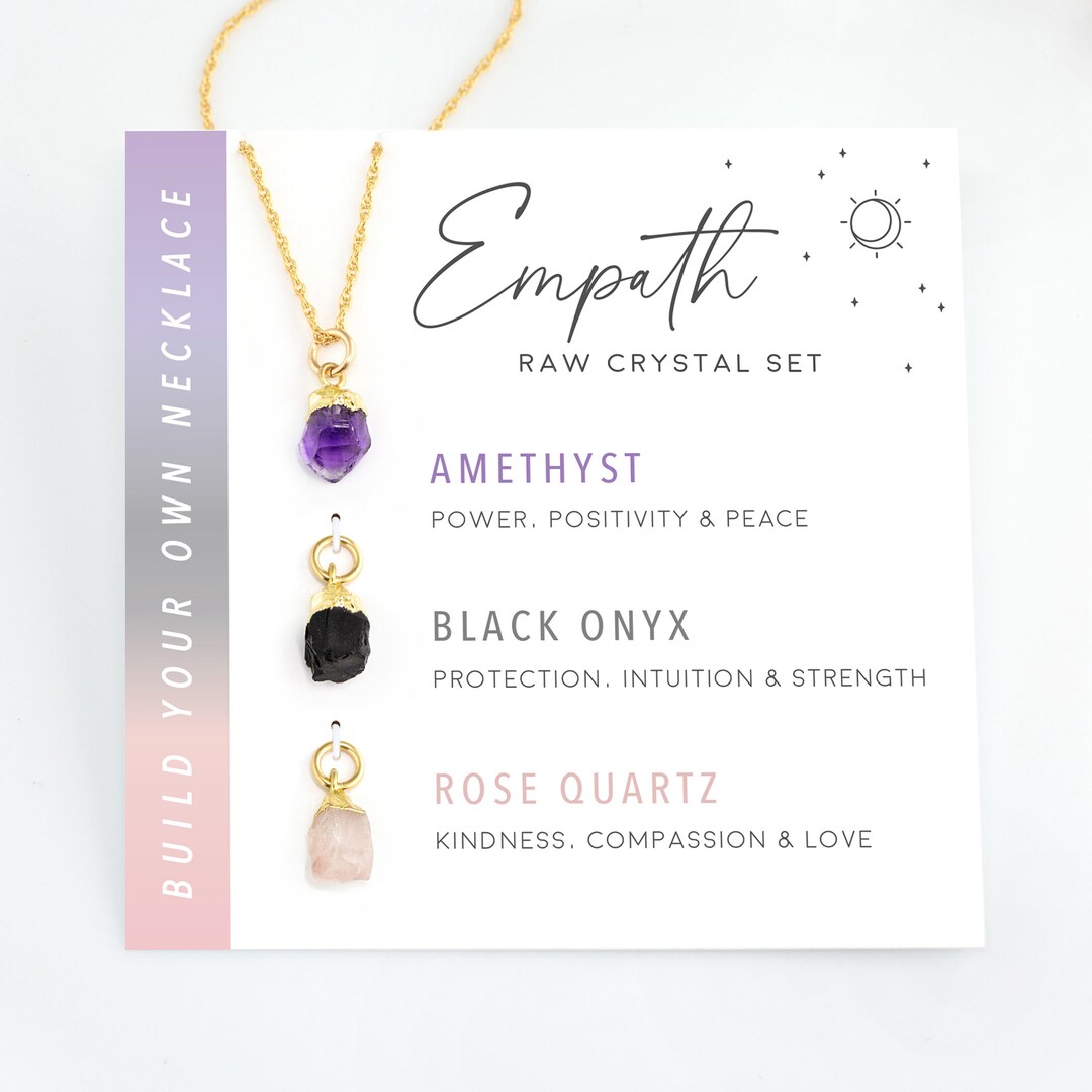 Gold Customizable Empath Protection Real Natural Crystal Set and 14k ...