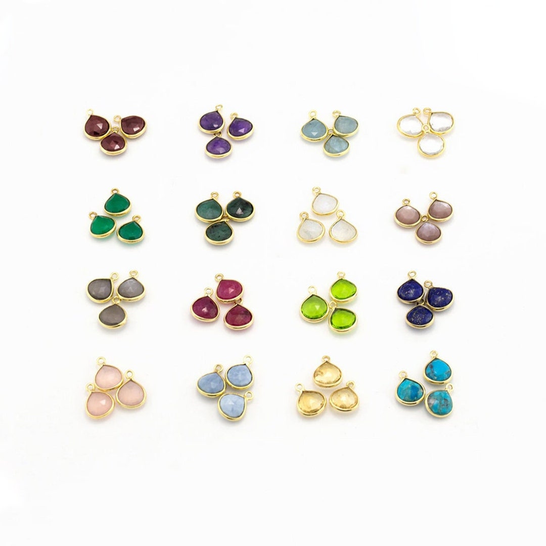 Add on Gemstone Charm, Tiny Crystal Teardrop Pendant, Single Stone ...