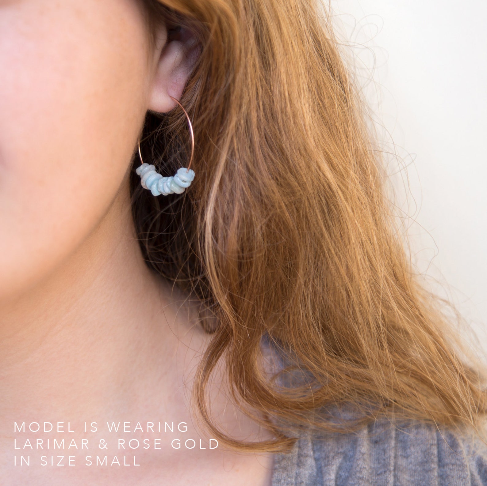 Raw Aquamarine Hoops Rose Gold Hoop Earrings March Birthday - Etsy