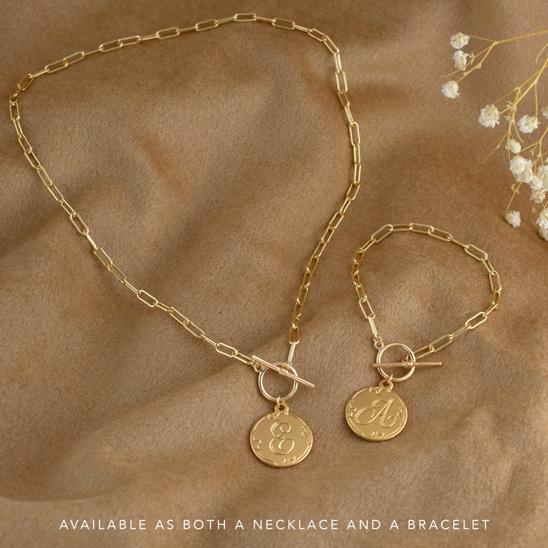 Unique Paperclip Chain Initial Necklace Chunky Link Bracelet - Etsy