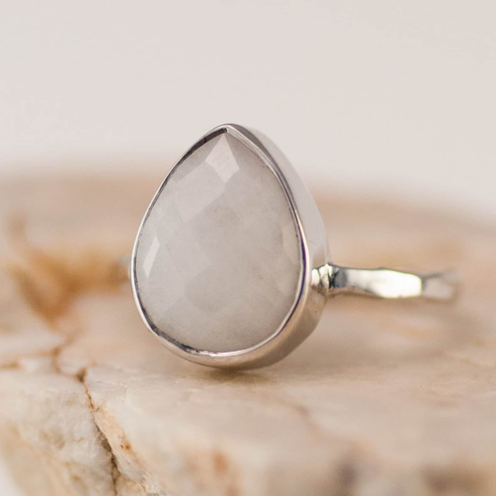 White Agate Ring Gold Bridal Ring White Stone Ring Gemstone - Etsy