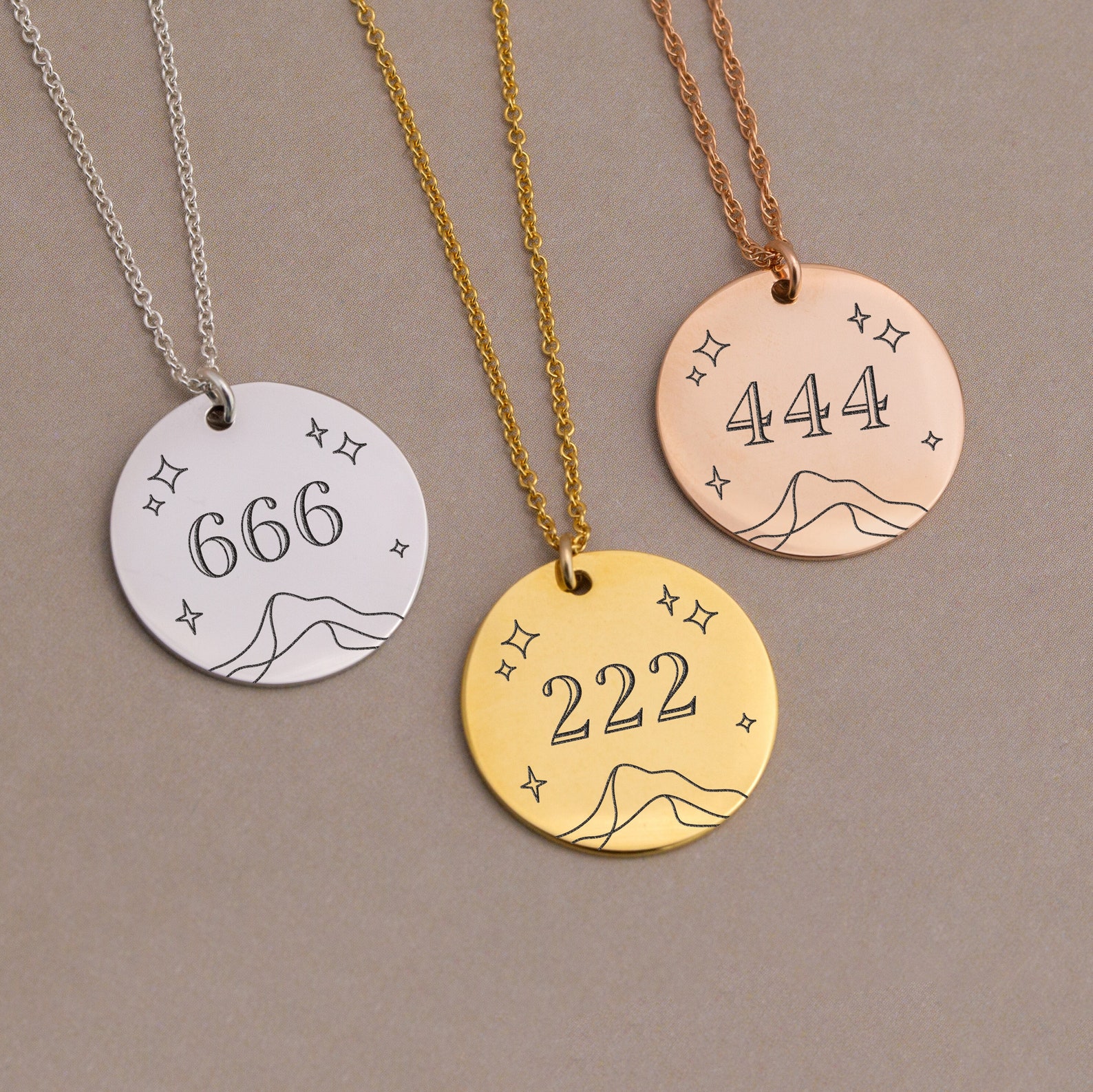 Unique Angel Number Necklace, Good Luck Charm Engraved Pendant, Trendy ...