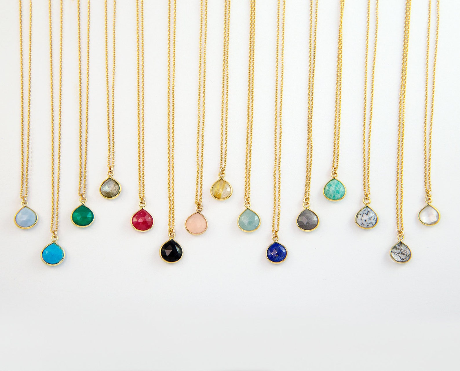 Tiny Gemstone Pendant Necklace, Simple Birthstone Necklace, Bridesmaid ...