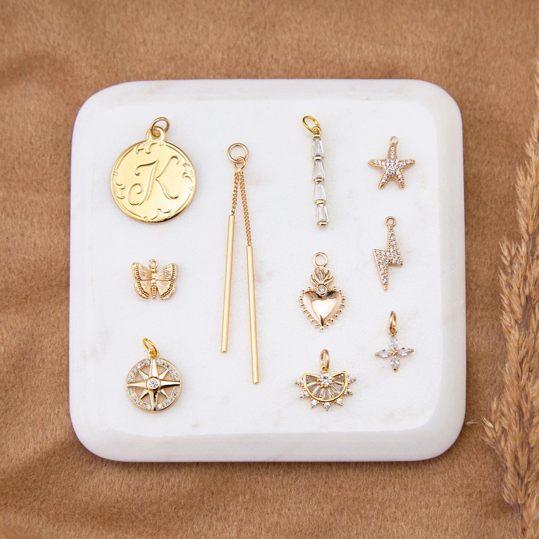 Unique Gold Crystal Add on Charms, Pavé Cubic Zirconia CZ Charms ...