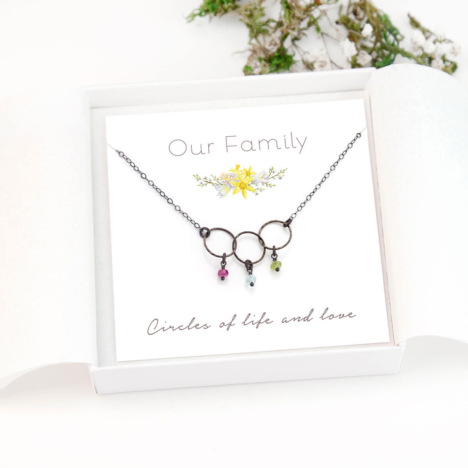 3 Generations Necklace Gift Three Link Family Necklace - Etsy