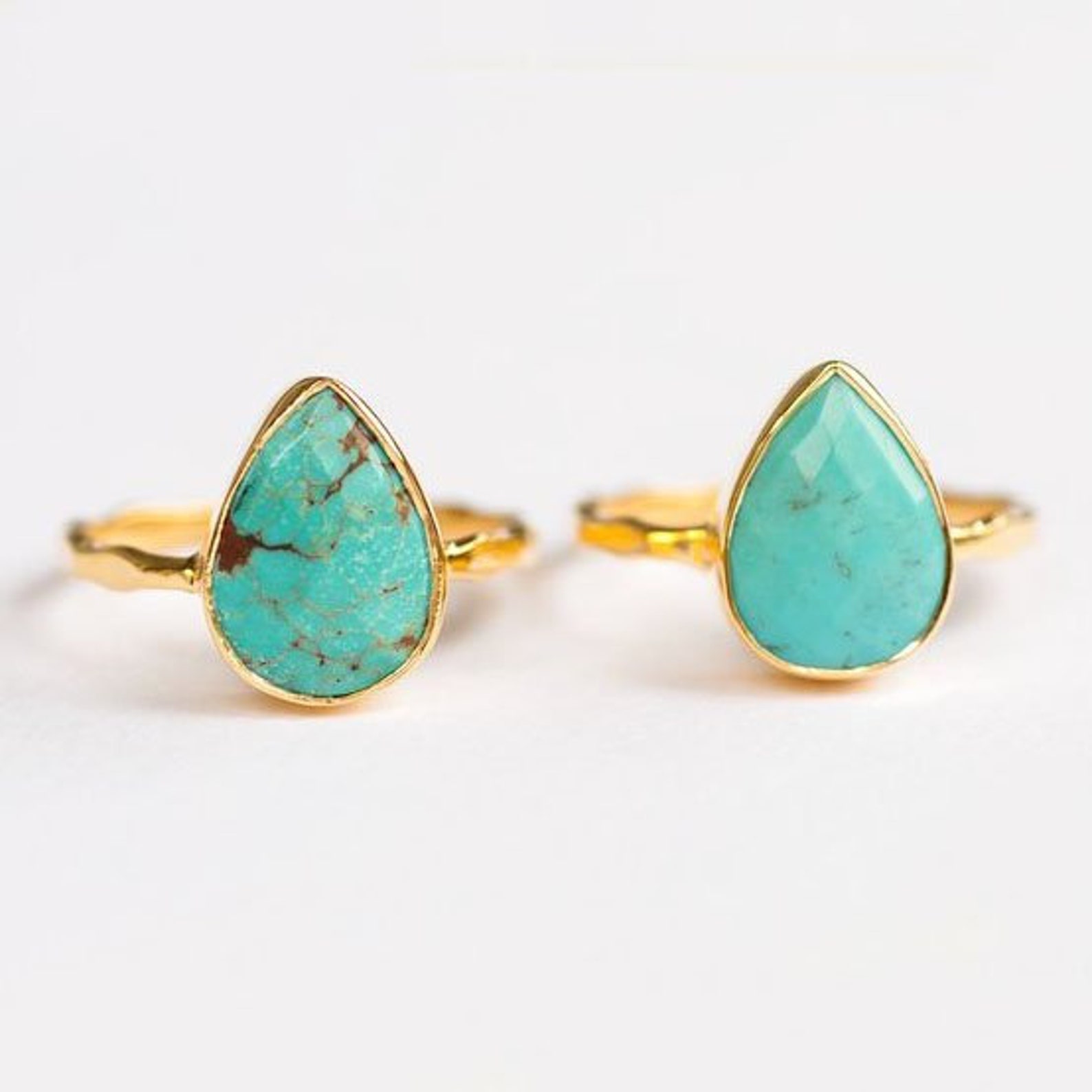Turquoise Ring Gold, December Birthstone Ring, Gem Ring, Solitaire Ring ...