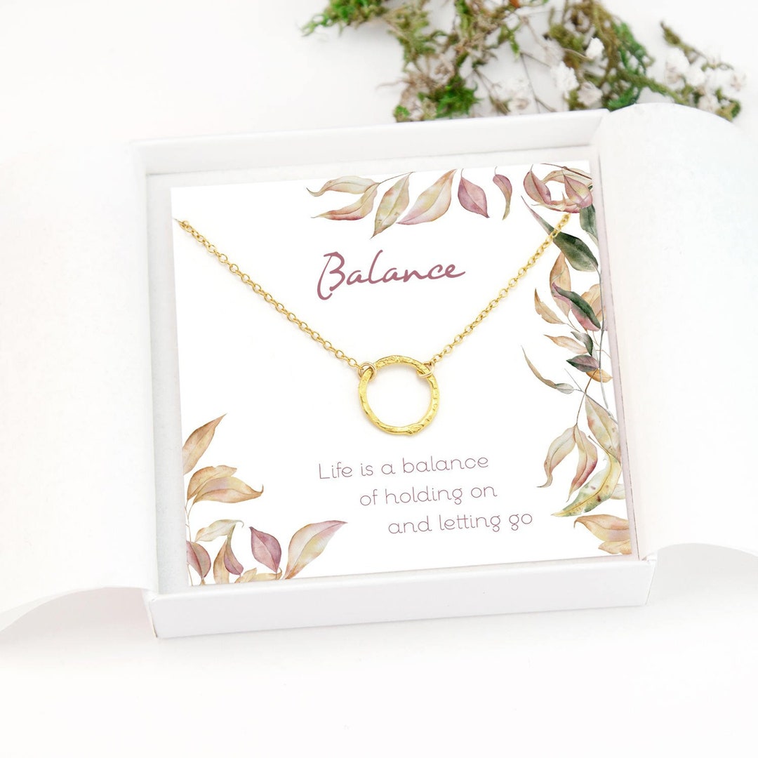 Balance Ring Necklace, Dainty Circle Necklace, Hammered Open Circle ...