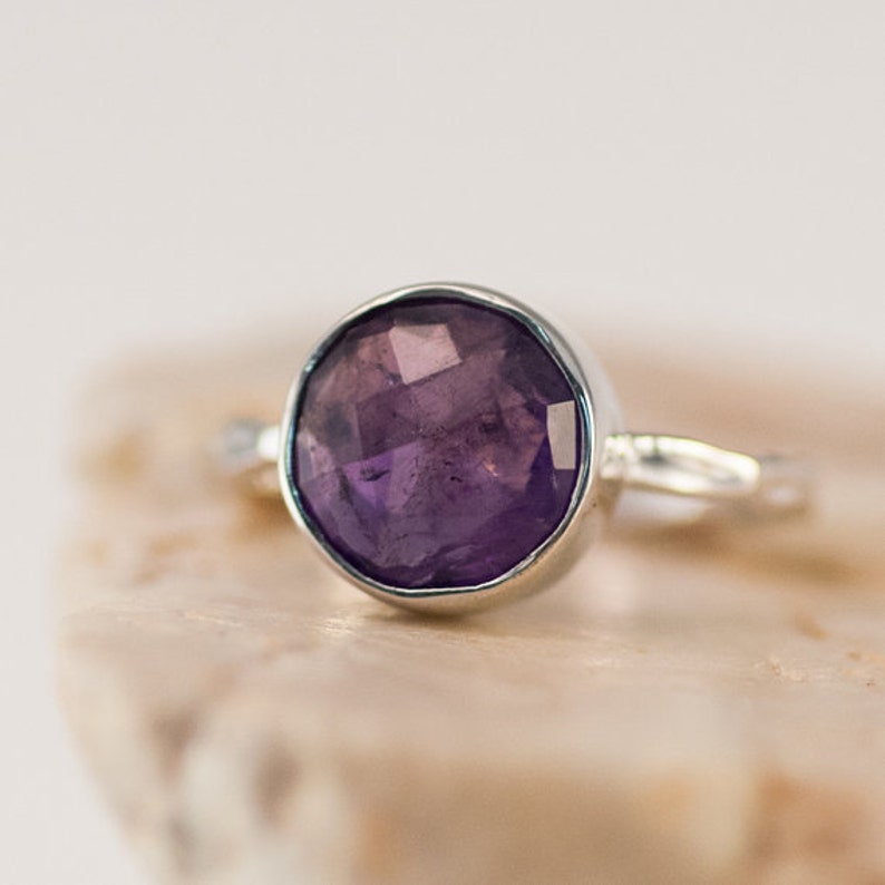 Purple Amethyst Ring Gold - February Birthstone Ring - Gemstone Ring ...