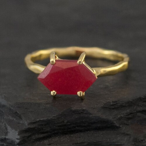 Gold Ruby Ring Natural Ruby Ring July Birthstone Stackable - Etsy