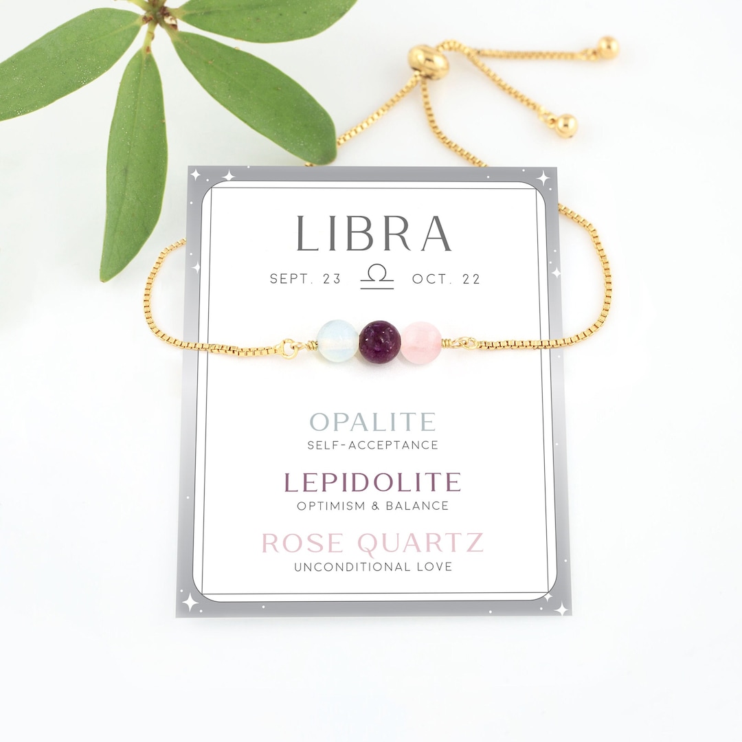 Jewelry Gift for Libra, Real Rose Quartz Opalite Stacking Bracelet ...