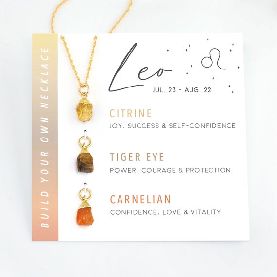 Zodiac Leo Crystal Set Necklace Raw Crystal Pendants for - Etsy