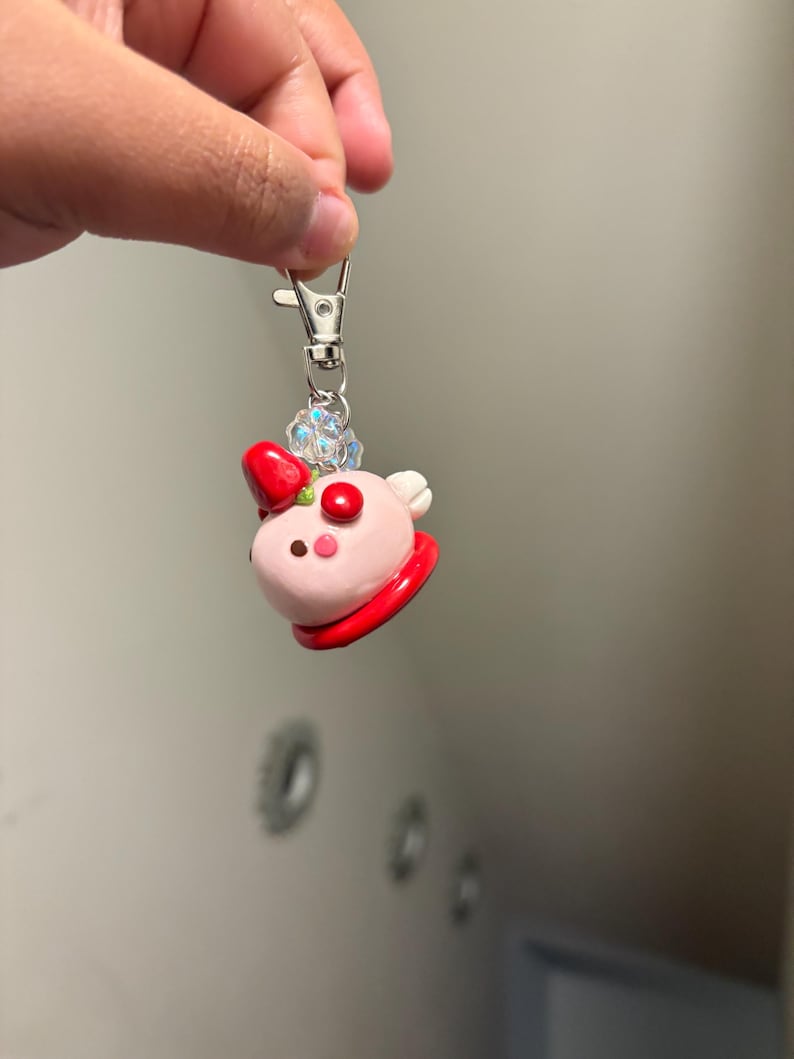 Strawberry Sea Bunny!!! Bag Charm (beads Also Included) | Polymer Clay ...