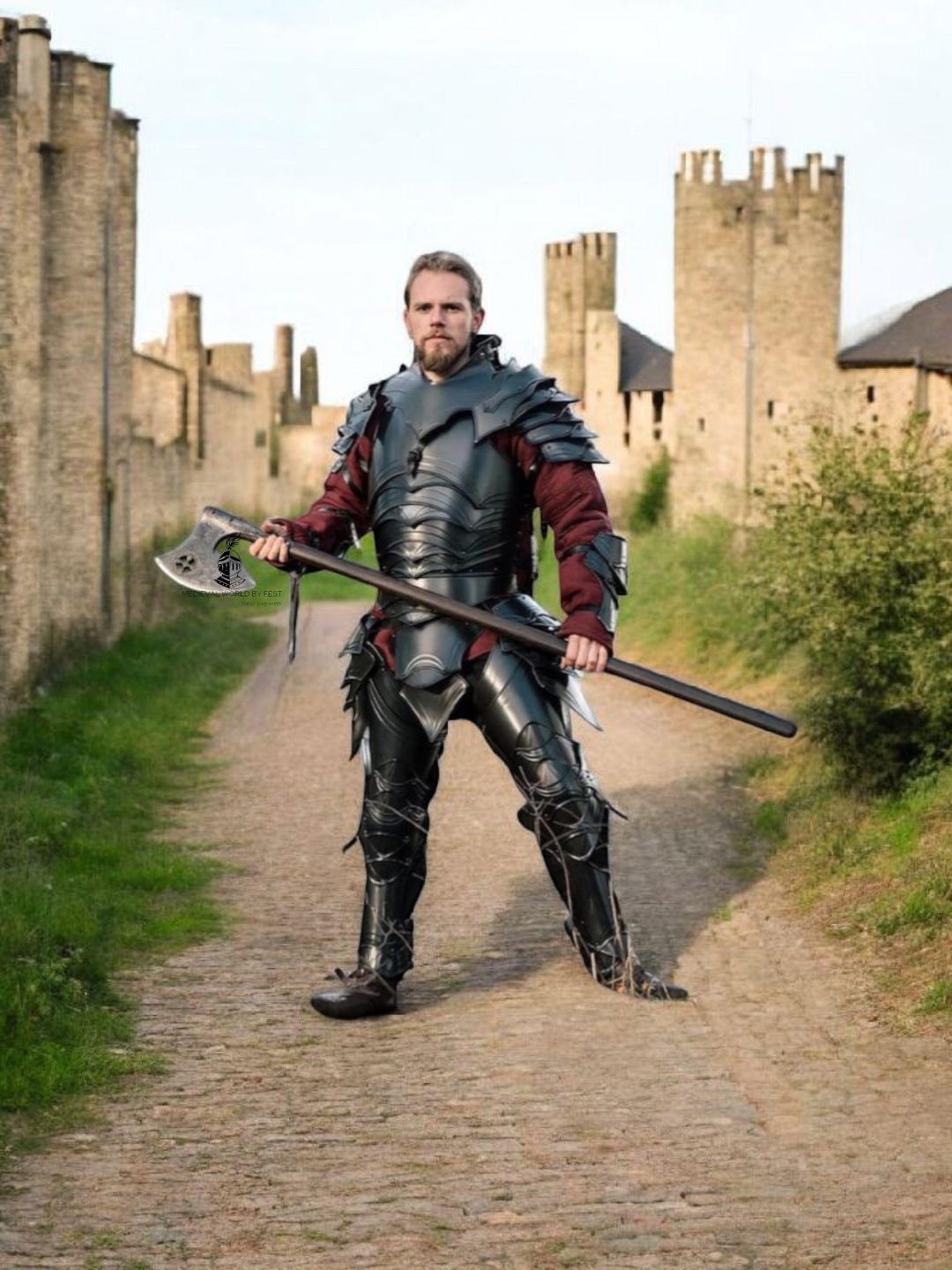 Full Medieval Knight Armor Set: Blackened Steel, LARP Cosplay - Etsy