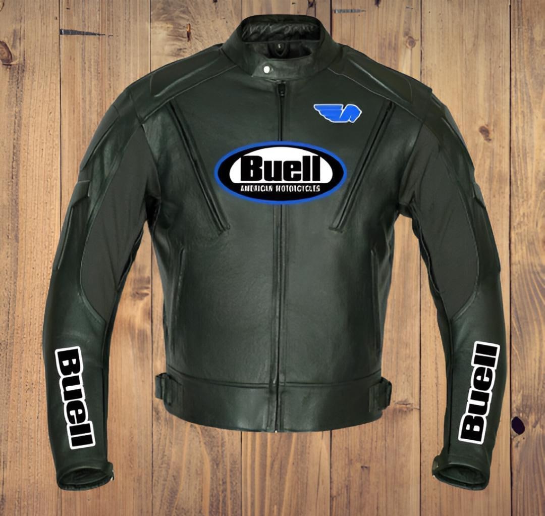 Buell Motorcycle Leather Jacket: Black Cowhide CE Armored Biker - Etsy