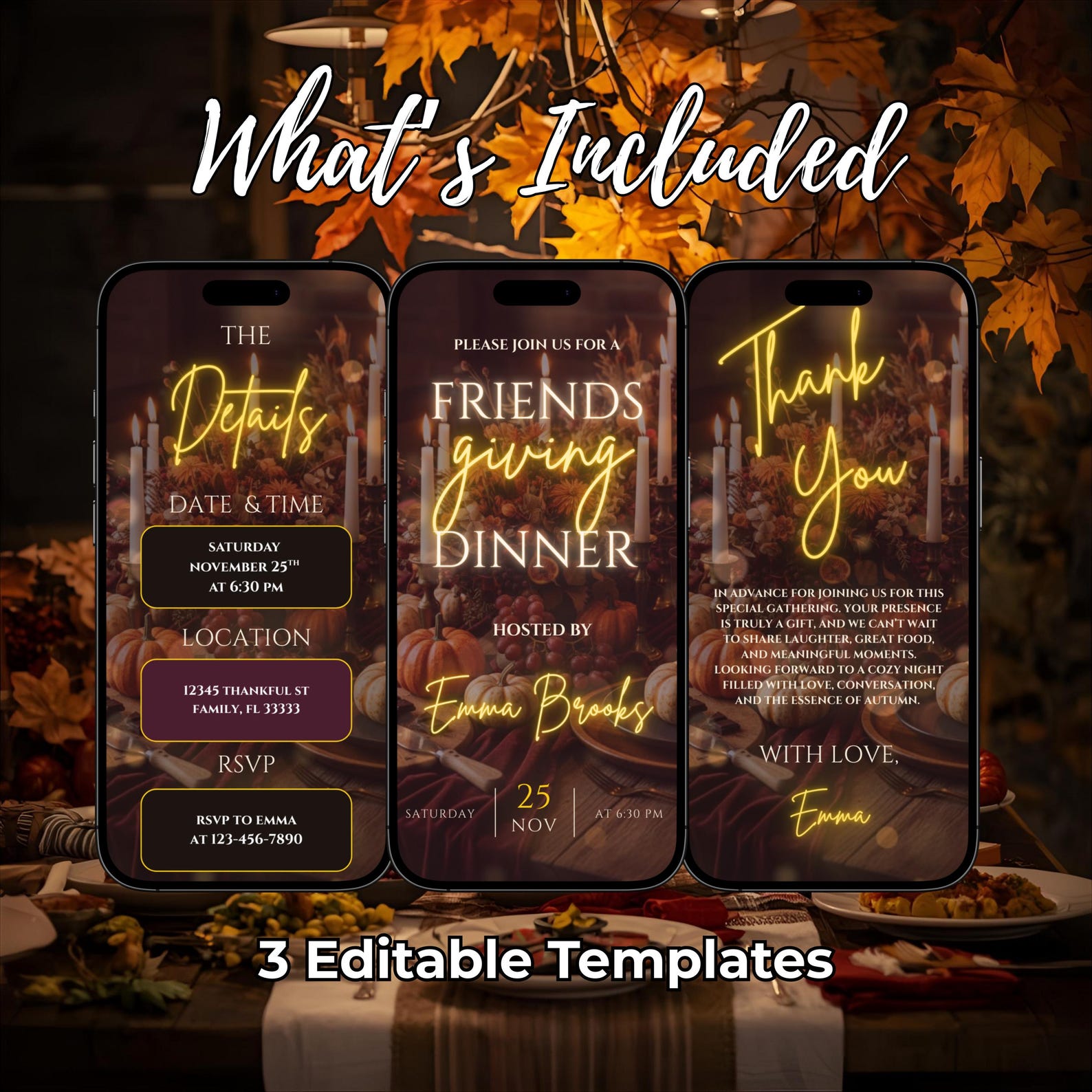 Animated Friendsgiving Invitation, Details, Thank You Template ...