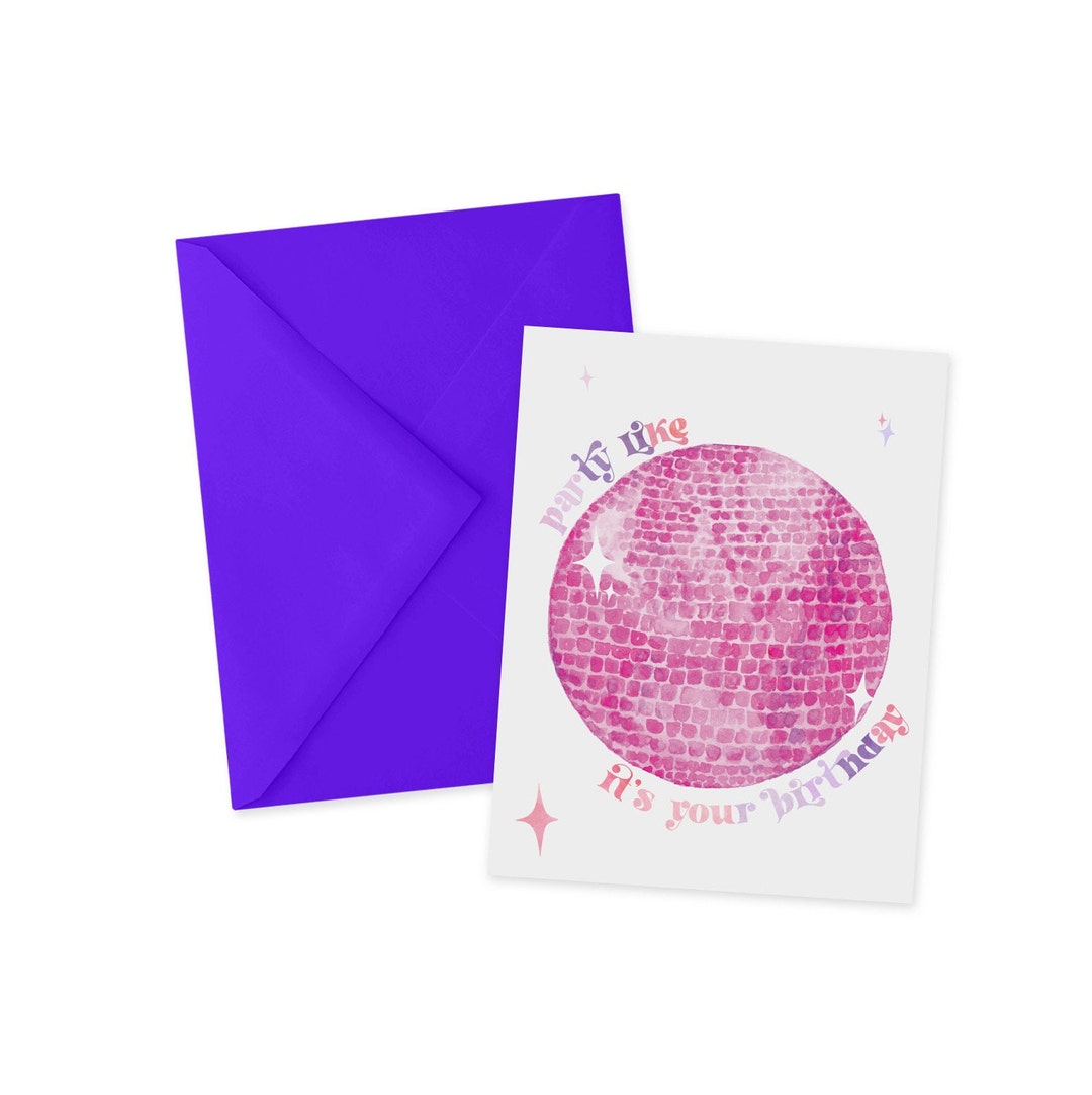 Pink Disco Ball Birthday Card, Cards for Her, Disco Birthday Card, Pink ...