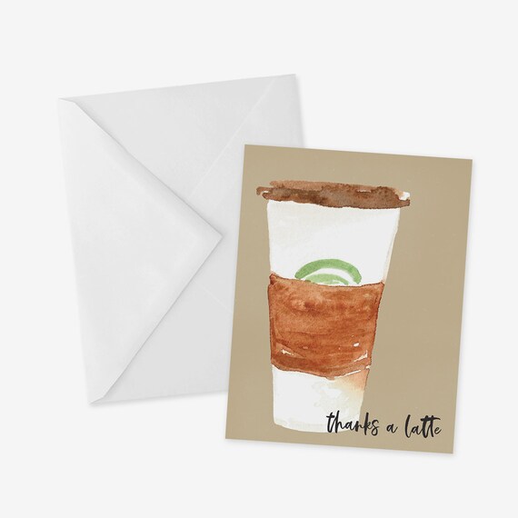 Thanks A Latte Thank You Card for Coffee Lovers Teacher | Etsy