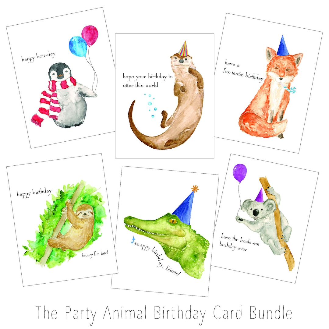 Party Animal, Wildlife Birthday Greeting Cards, Stationery Set ...