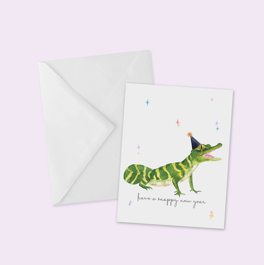 Have a Snappy New Year, Alligator, Party Gator Greeting Card - Etsy