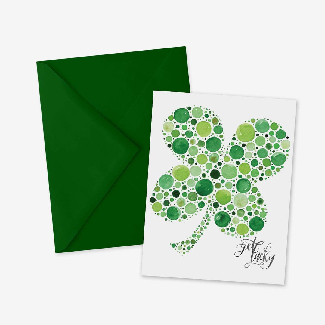 Pointillism Shamrock, St Patrick's Day Card, Everyday Card - Etsy
