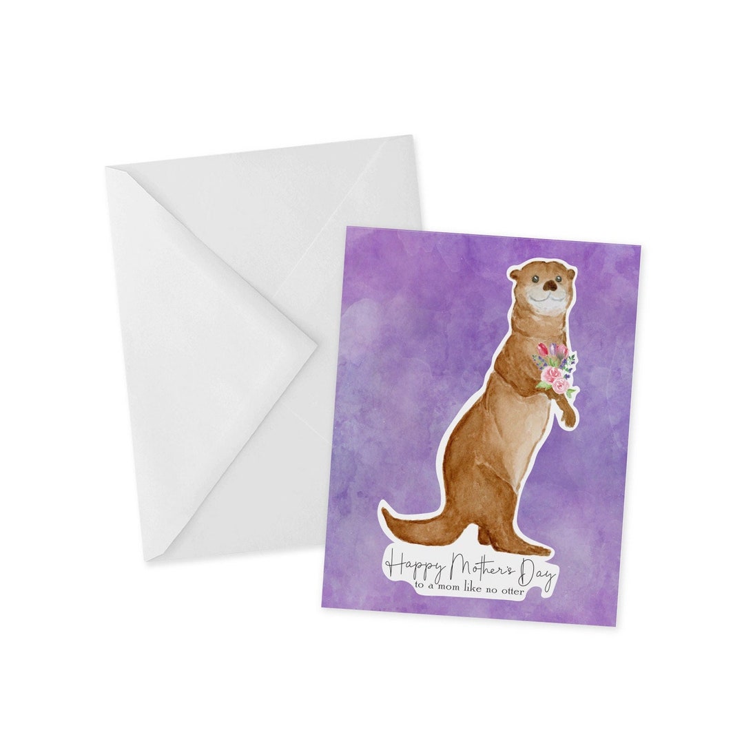Mother's Day Otter, Happy Mother's Day Card, Cute Otter Greeting Card ...