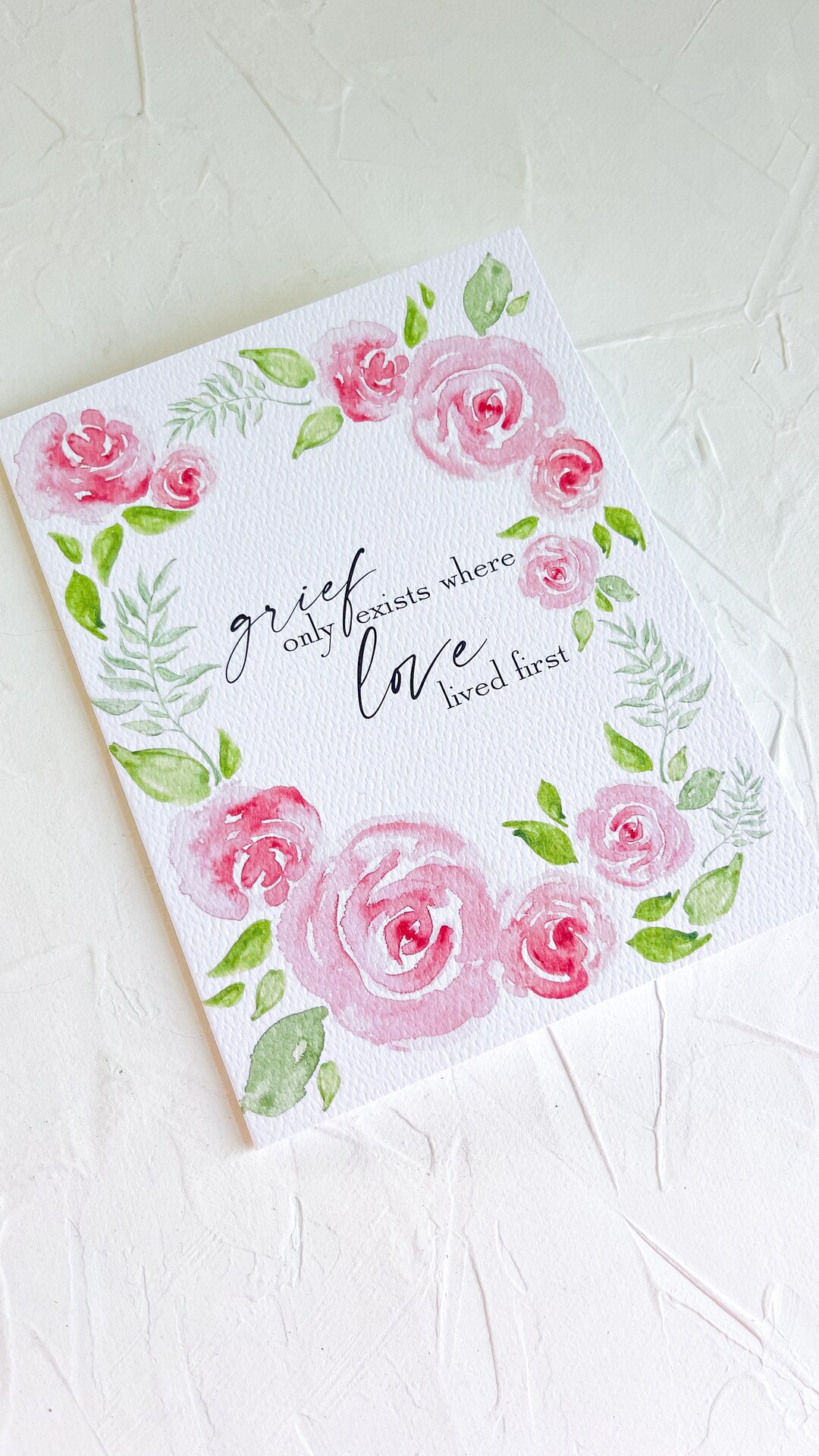 Pink Floral Grief, Sympathy Greeting Card, Card for Her, Death Loss ...