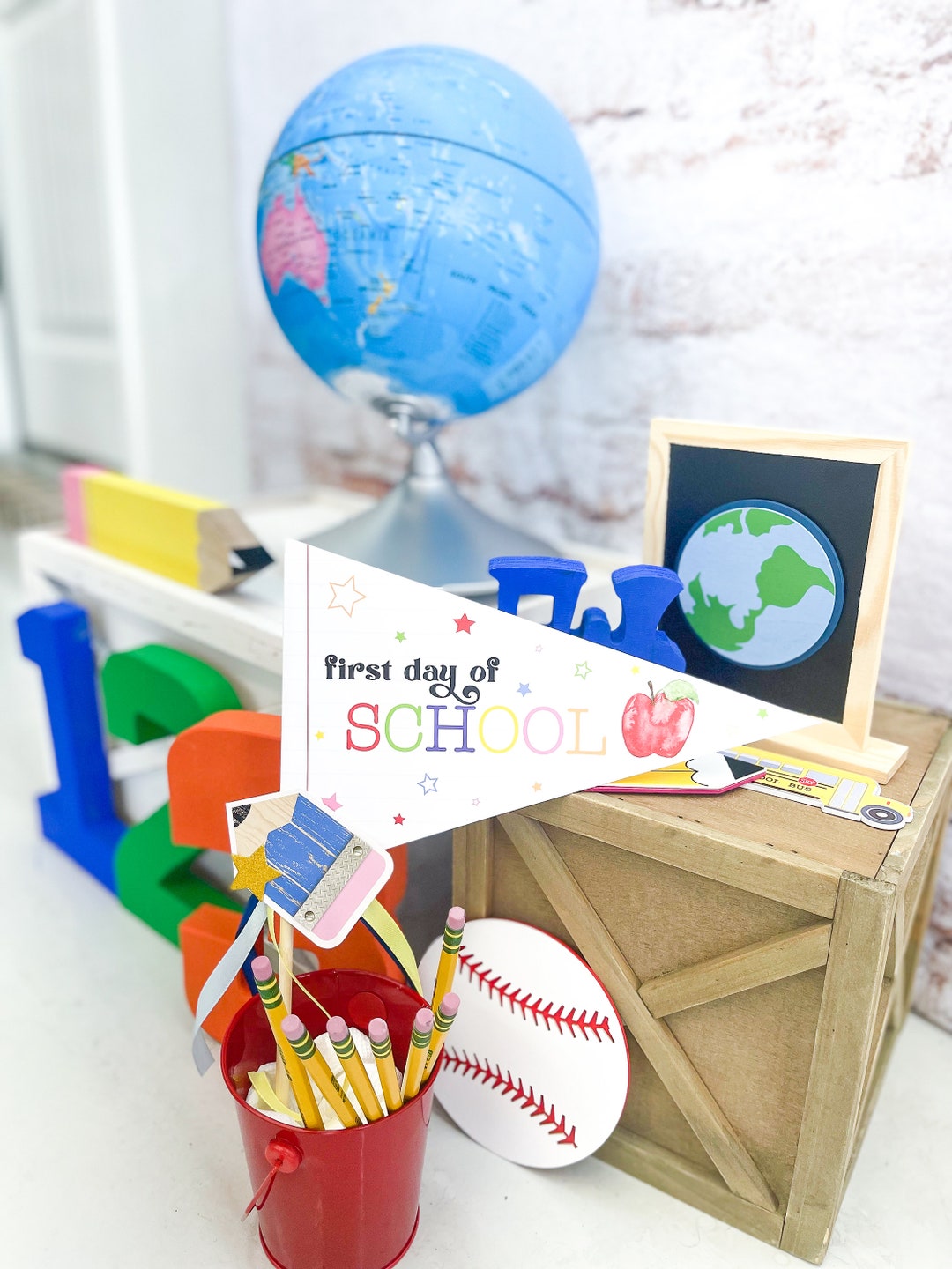 First Day of School, Last Day of School Matching Pennant Flags Set for ...
