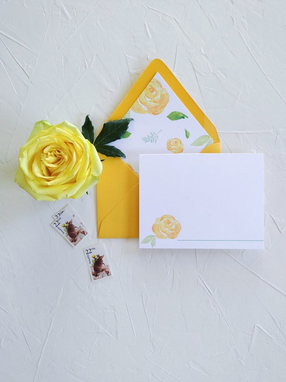 Yellow Rose of Texas Stationery Set of 5 | Etsy