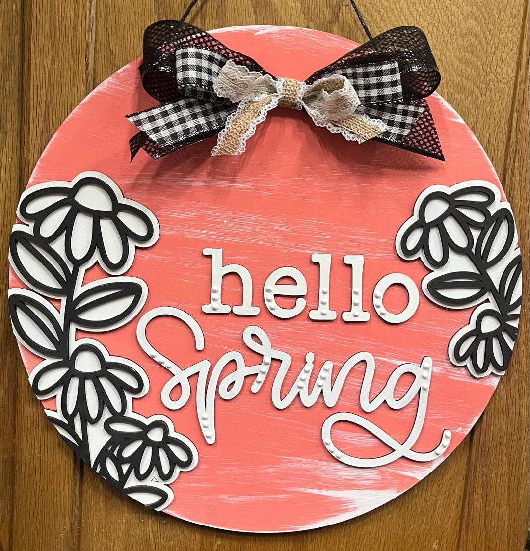 DIY Hello Spring Door Hanger - Etsy