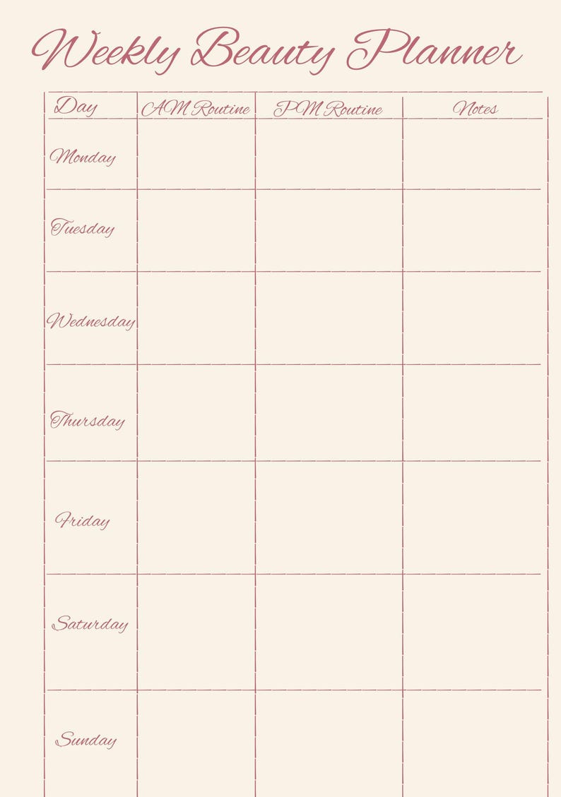 Digital Glow up Planner|skincare & Beauty Routine Tracker|self-care ...
