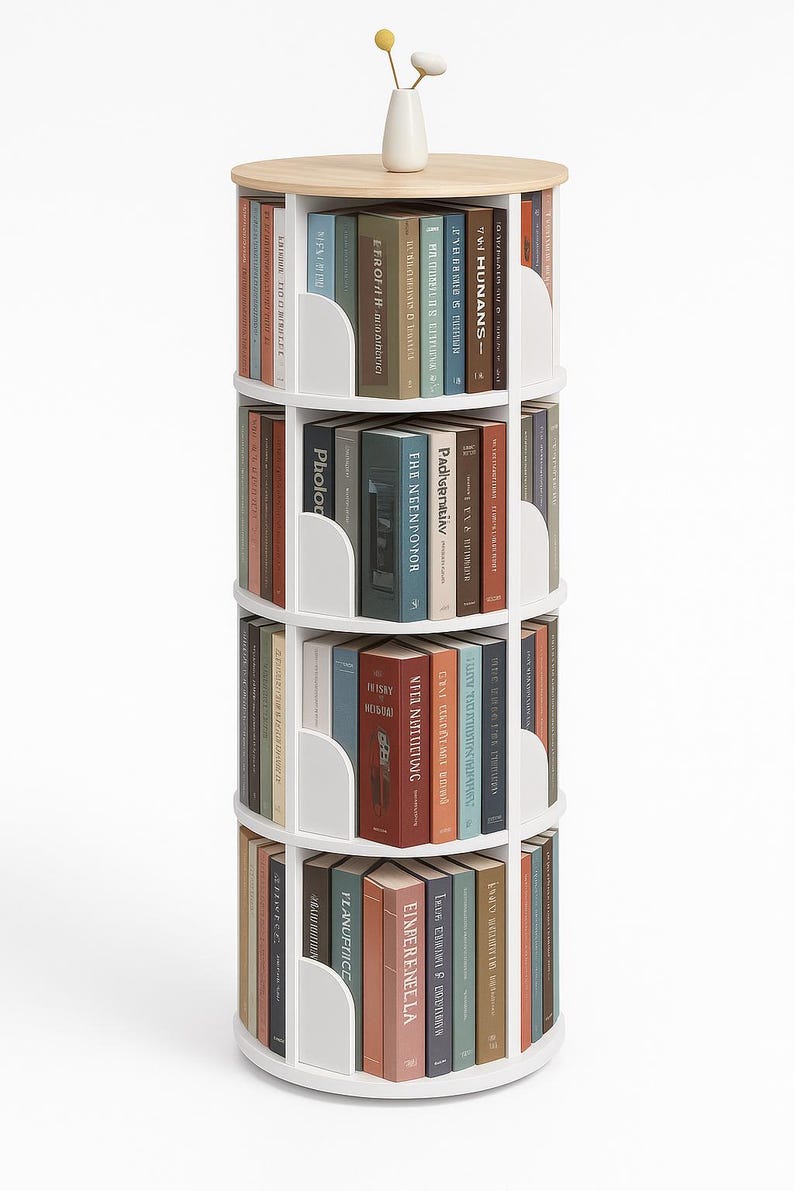 2/4 Tier Wooden Rotating Shelf | Designer Storage Unit for Books, Toys ...