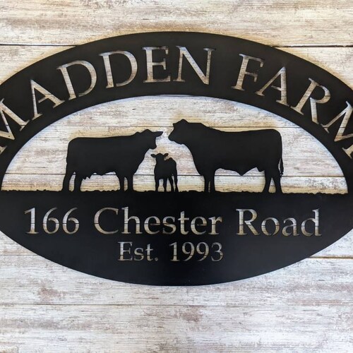 Metal FARM SIGN Custom Cow and Calf Sign Personalized - Etsy