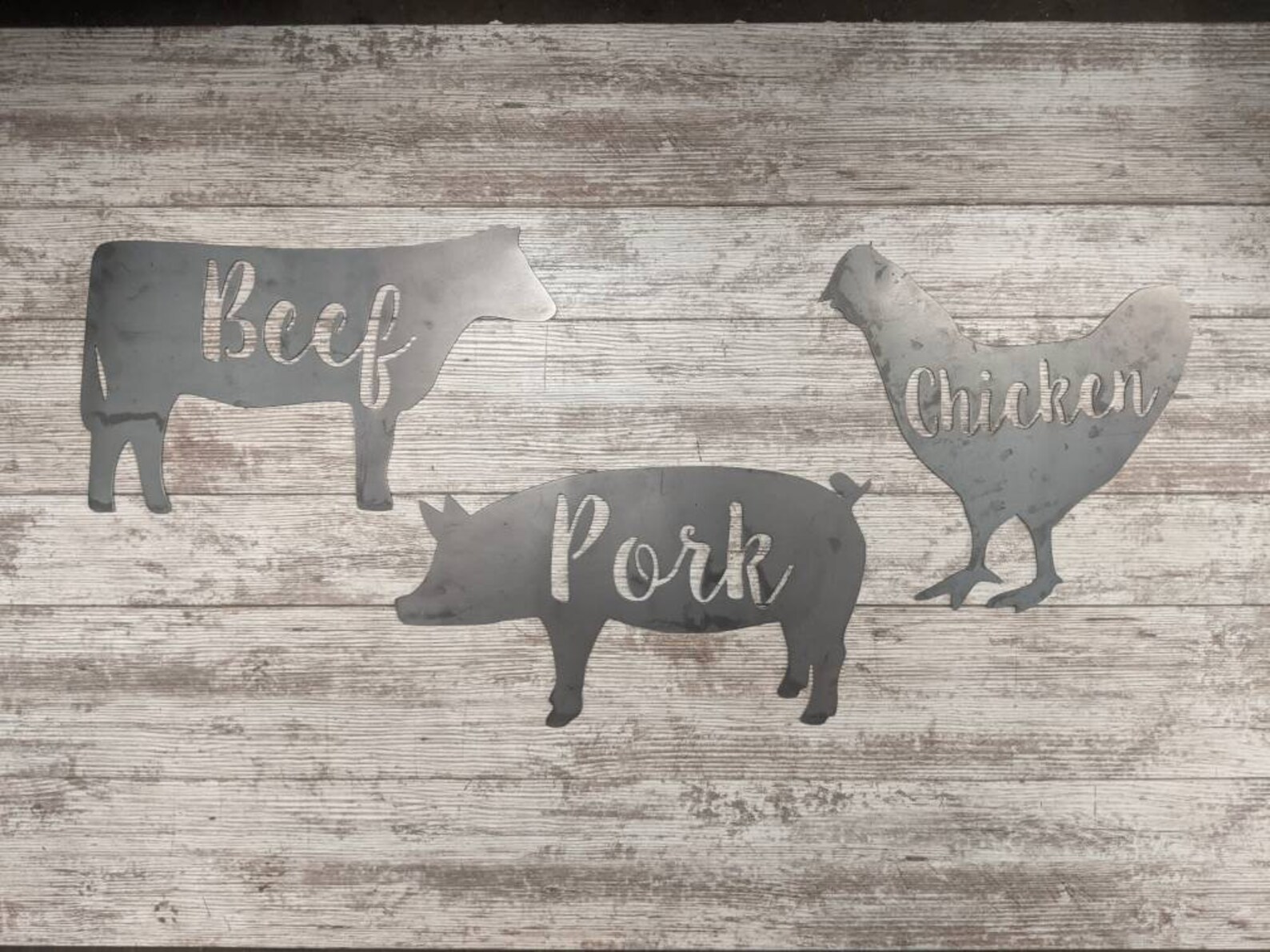 Cow Pig Chicken Sign Set Beef Pork Chicken Sign Set Kitchen - Etsy
