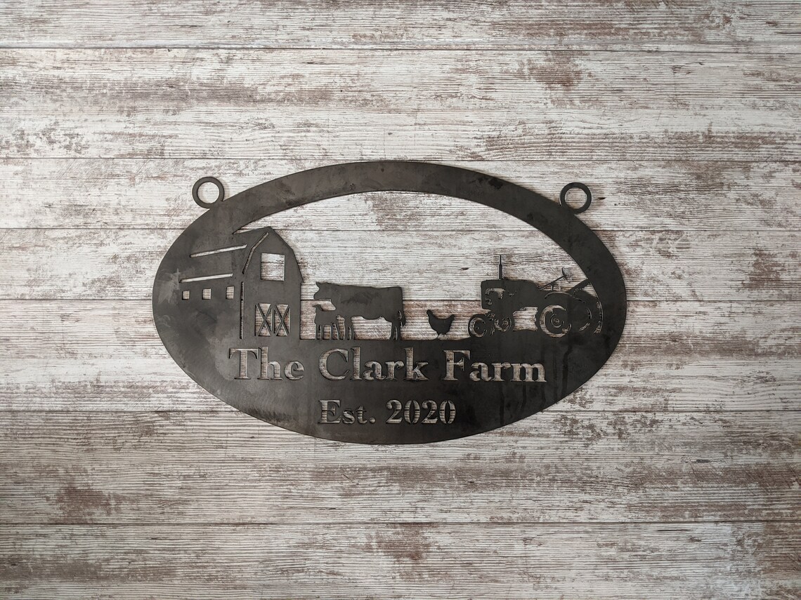 Farm Sign or Ranch Sign, Personalized Sign With Your Name, Rustic Steel ...