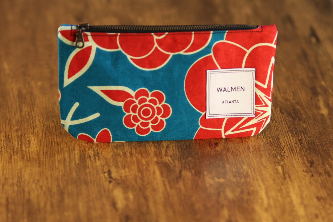 Women's Wallet With Zipper, African Print Fabric Wallet, Teal Blue Red ...