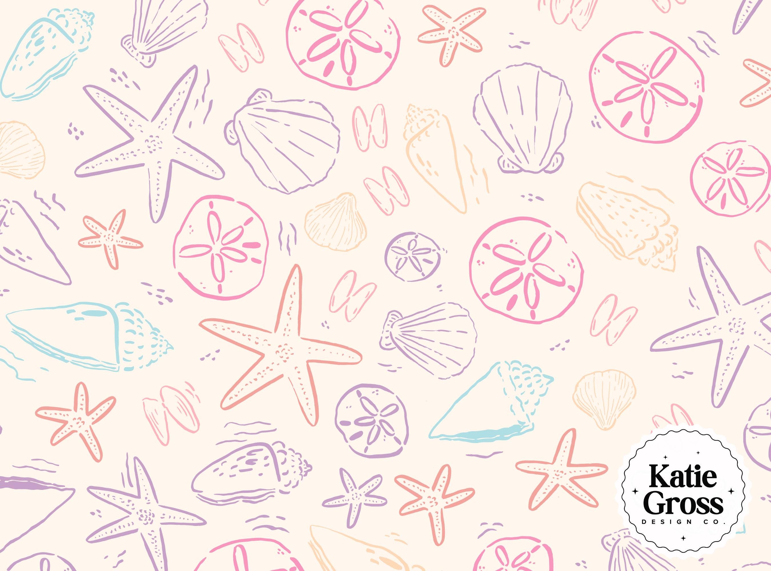 Seashell Starfish Seamless Pattern: Hand-drawn Beach Design (PNG ...