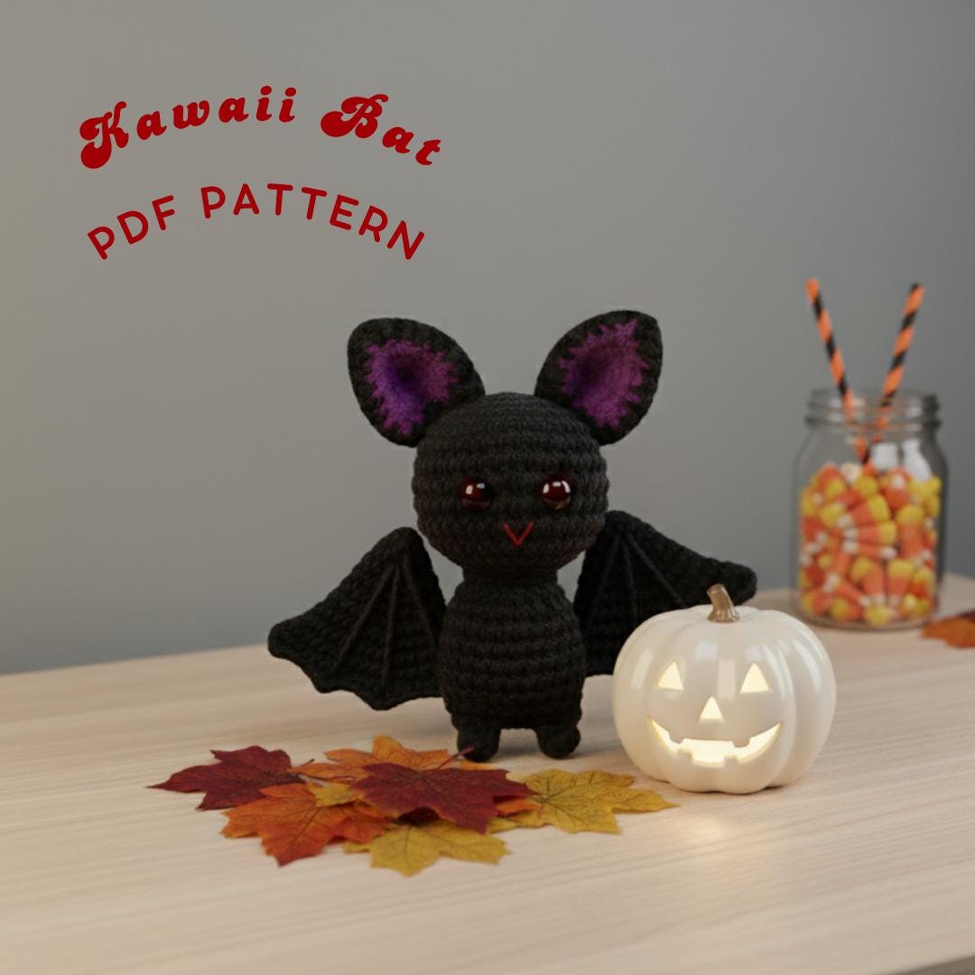 Crochet Bat Pattern PDF | Kawaii Amigurumi Bat Tutorial | Spooky ...