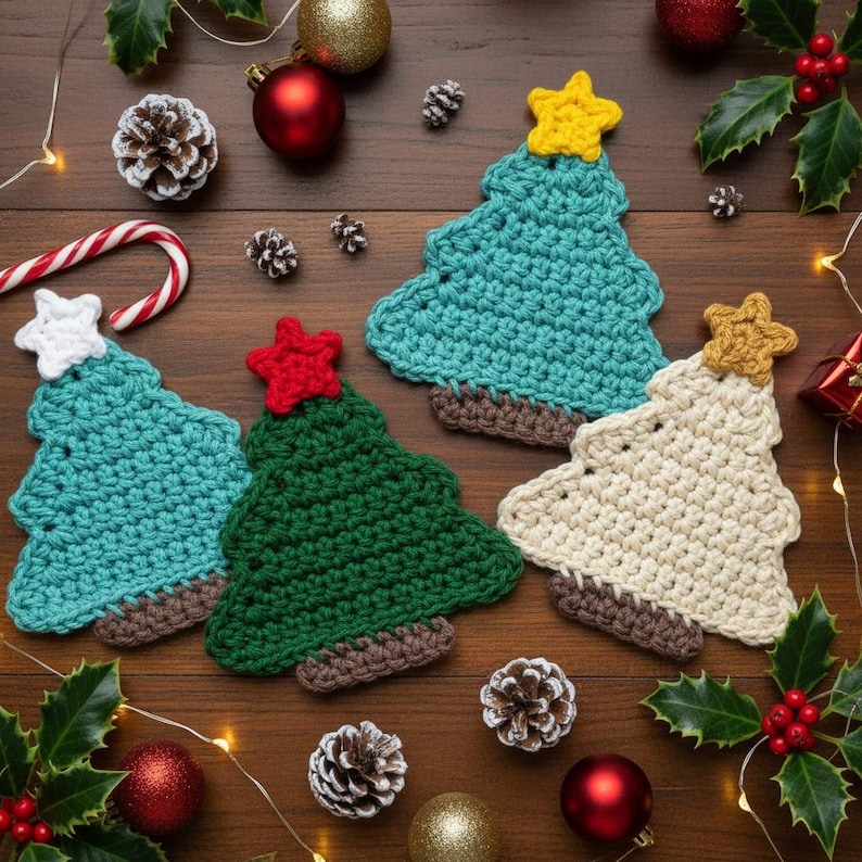 Crochet Christmas Tree Coaster Pattern PDF | Beginner Holiday Decor ...