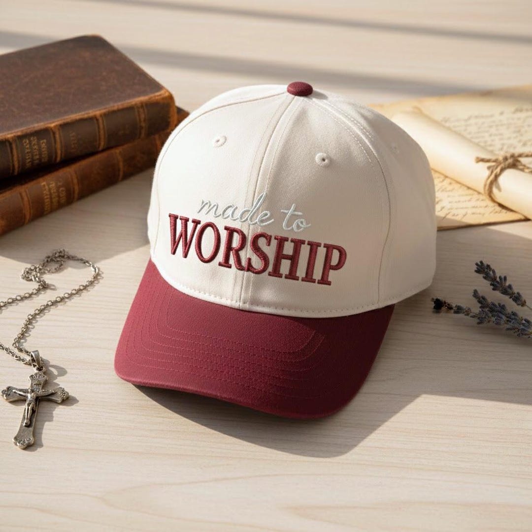 Embroidered Made to Worship Cap, Two-tone Christian Apparel, Gift for ...