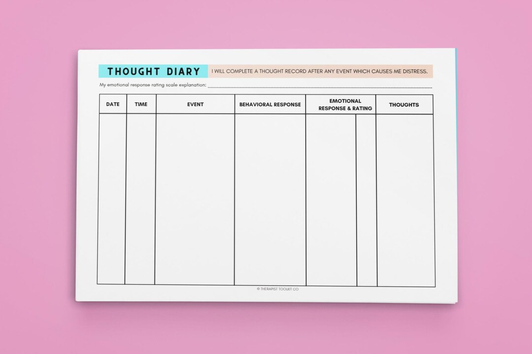 CBT Thought Record Worksheet Printable – Therapy Tool for Depression ...