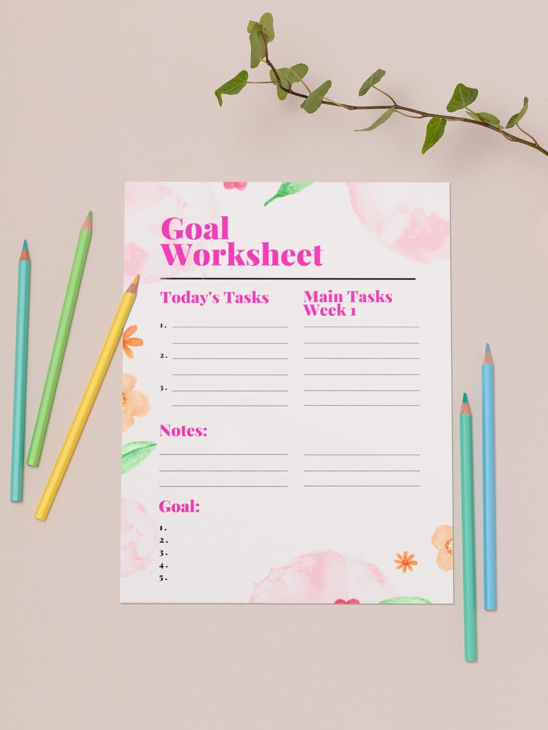 Goals Therapy Worksheet Printable Counseling Tool Mental Health PDF ...