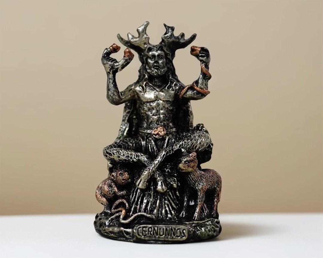 Cernunnos Celtic Horned God of Animals Sitting Statue Sculpture Bronze ...