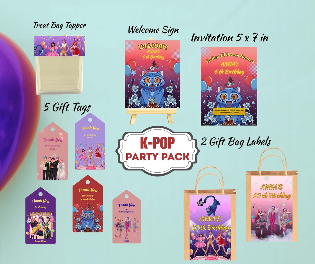 KPOP Huntrix, Saja Boys & Derpy Cat Party Pack, Demon Hunters Anime ...