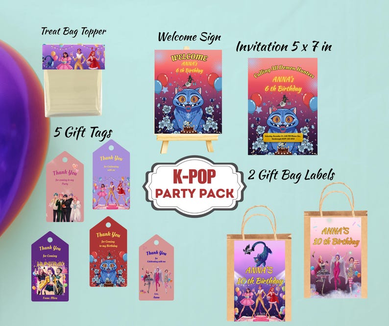KPOP Huntrix, Saja Boys & Derpy Cat Party Pack, Demon Hunters Anime ...
