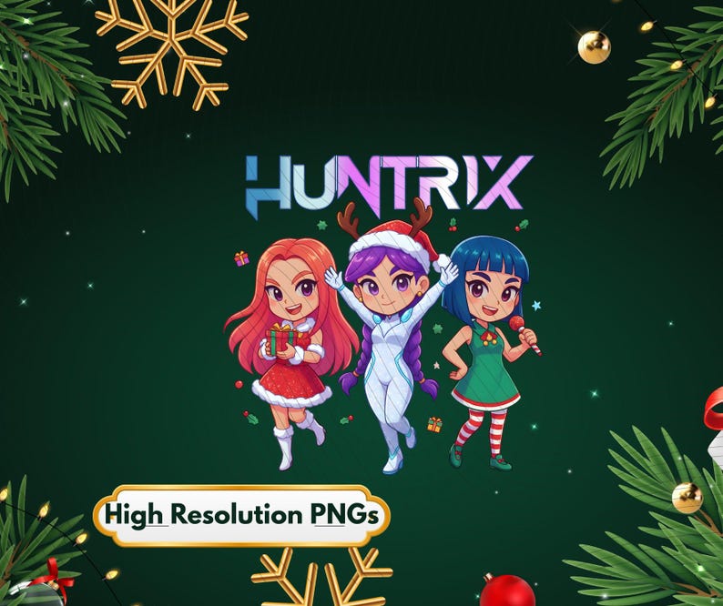 K-pop Christmas Huntrix PNG Bundle, Demon Hunters Clipart (digital ...