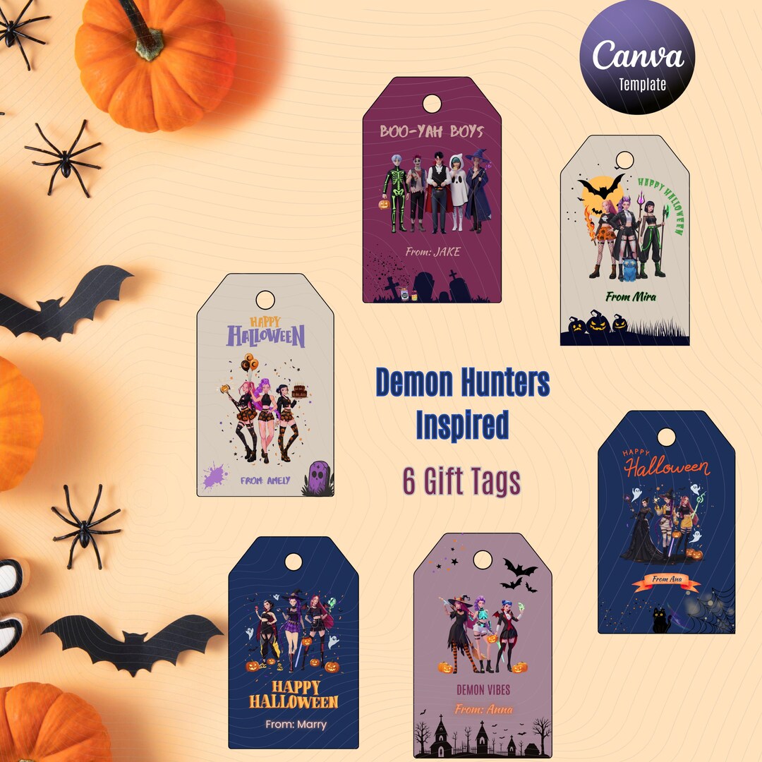 K-pop Demon Hunters Inspired Halloween Birthday Gift Tags, Huntrix ...