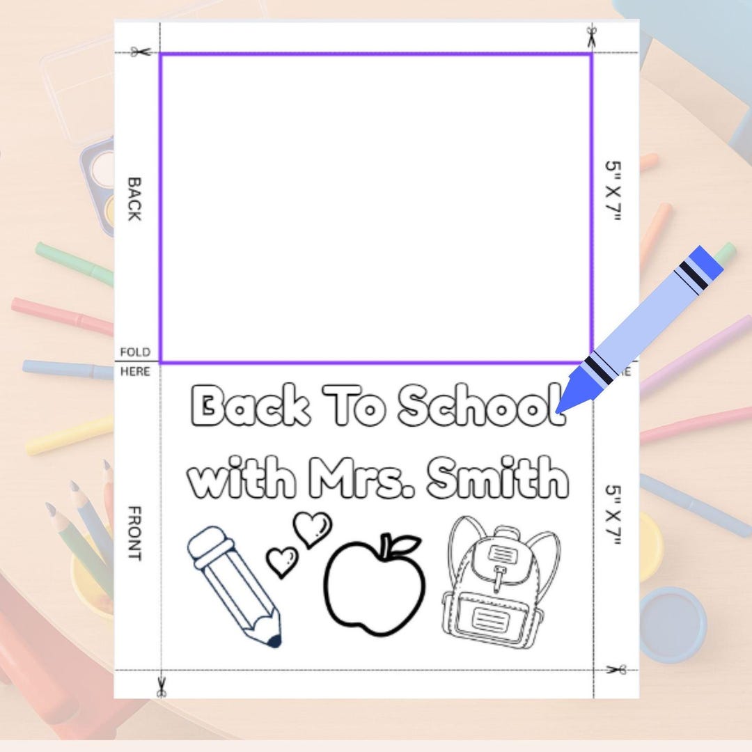 Personalized Teacher Coloring Card: Back to School Gift (digital ...